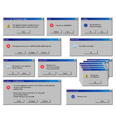 Retro computer window old user interface warning Vector Image