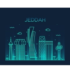 Flat line jeddah banner Royalty Free Vector Image