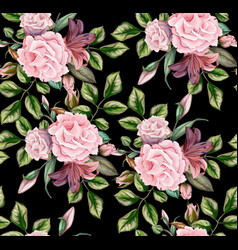 Rose flower blossom leaf pattern Royalty Free Vector Image