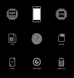 Smartphone specification flat line icons gadget Vector Image
