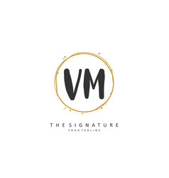 V m vm initial letter handwriting and signature Vector Image