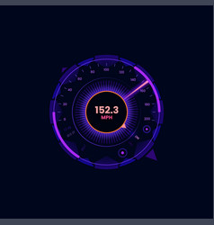 Futuristic car speedometer mph gauge neon dial Vector Image