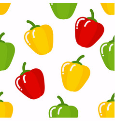 Seamless peppers pattern on green background Vector Image