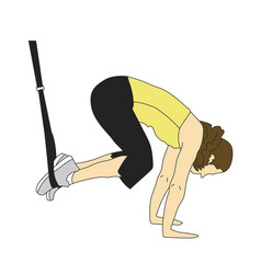 Side view woman doing trx tuck knee and pike Vector Image