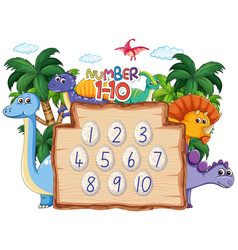 Count number one to ten dinosaur theme Royalty Free Vector
