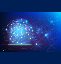 Machine learning logo neurons connections Vector Image