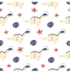Bright seamless pattern with cute dinosaurs Vector Image