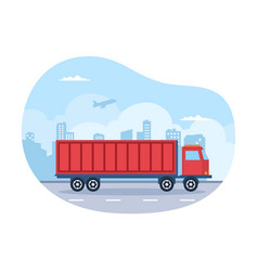 Trucking transportation cartoon with cargo Vector Image