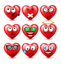 Heart smiley emoji set for valentines day Vector Image