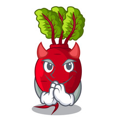 Angry beetroot with leaves isolated on mascot Vector Image