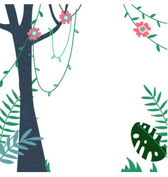 Cartoon plant frame liana branches and tropical Vector Image