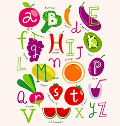 A-z fruit alphabet set for kids Royalty Free Vector Image