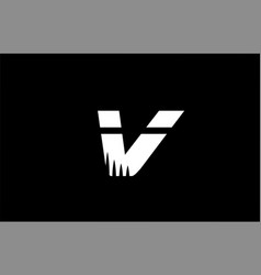 Black and white letter v grunge alphabet logo Vector Image