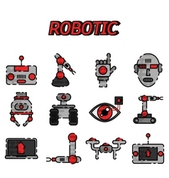 Set of robots in flat style Royalty Free Vector Image