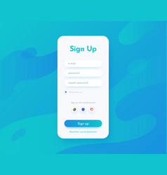 Mobile ui kit sign up form sign in page set Vector Image