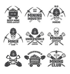 Set of vintage coal mining emblems Royalty Free Vector Image
