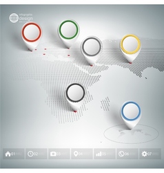 Light world map with droplets pointer marks Vector Image