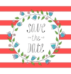 Greeting card invitation in a blue strip with Vector Image