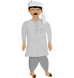Indian laborer wearing torn clothes and turban Vector Image