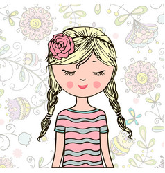 Cute girl romantic hand drawing poster Royalty Free Vector