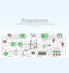 Computer programmer concept flat line art Vector Image