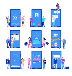 Development of mobile apps concept small people Vector Image