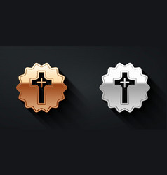 Gold and silver christian cross icon isolated Vector Image
