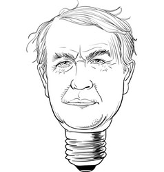 Thomas edison portrait in line art Royalty Free Vector Image