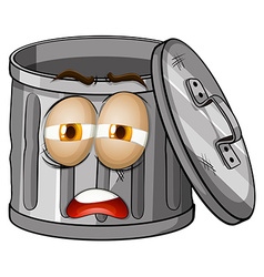 Trashcan with smiling face Royalty Free Vector Image