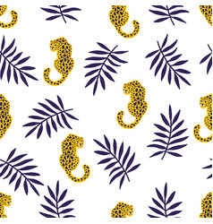 Leopard and tropical leaves jungle pattern Vector Image