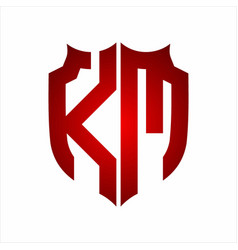 Km logo monogram with hexagon shape and outline Vector Image