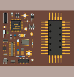Computer chip technology processor circuit Vector Image