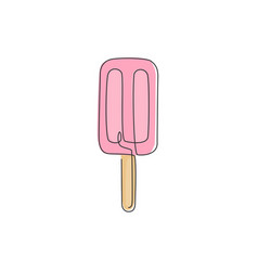 One single line drawing of fresh sweet popsicles Vector Image
