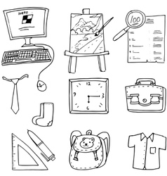 Doodle of school supplies book paper ruler Vector Image