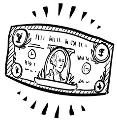 Doodle money coins stack Royalty Free Vector Image