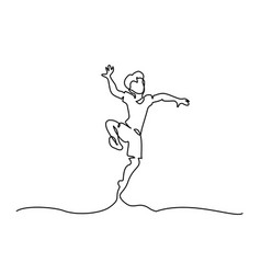 Continuous one line drawing happy boys running Vector Image