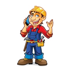 Cartoon builder thinking Royalty Free Vector Image