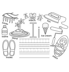 Flashcard letter i is for island Royalty Free Vector Image