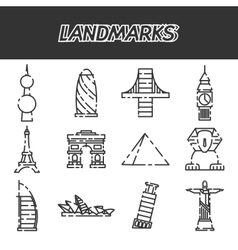 World landmarks eiffel tower statue of liberty Vector Image