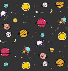 Line hand drawn space pattern background Vector Image