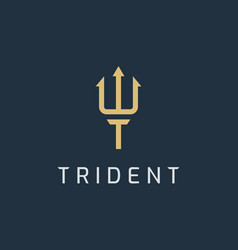 Nautical logo with a trident and shield Royalty Free Vector
