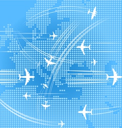 Airplanes trajectories background Royalty Free Vector Image