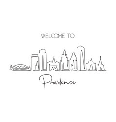 Single continuous line drawing providence skyline Vector Image