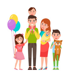 Big Happy Family Parents with Children Father Vector Image Big Happy Family Parents with Children Father Vector Image