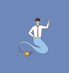 Genie granting the wish Royalty Free Vector Image