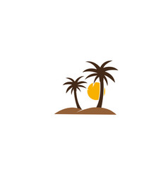 Desert logo palm and sun with sand design Vector Image
