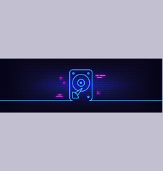 Hdd icon hard disk storage sign neon light Vector Image