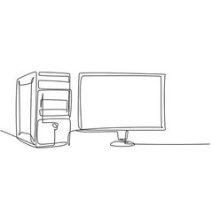 Notebook laptop opened continuous one line Vector Image