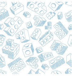 Seamless pattern of plastic construction blocks Vector Image