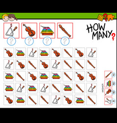 How many musical instruments counting game Vector Image